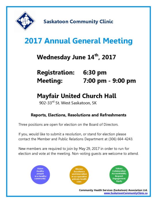 Annual Meeting Poster 2017 – Saskatoon Community Clinic